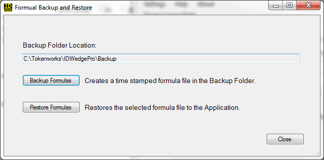 IDWedge Pro: Backing Up and Restoring Formulas - Tokenworks Support